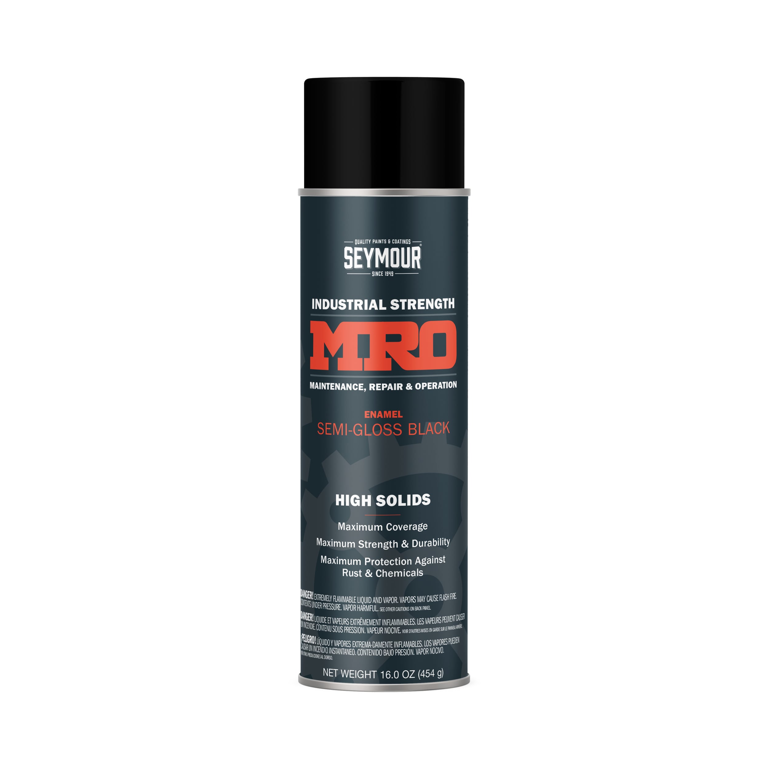 MRO Industrial-Grade High Solids Spray Paint—Semi-Gloss Black